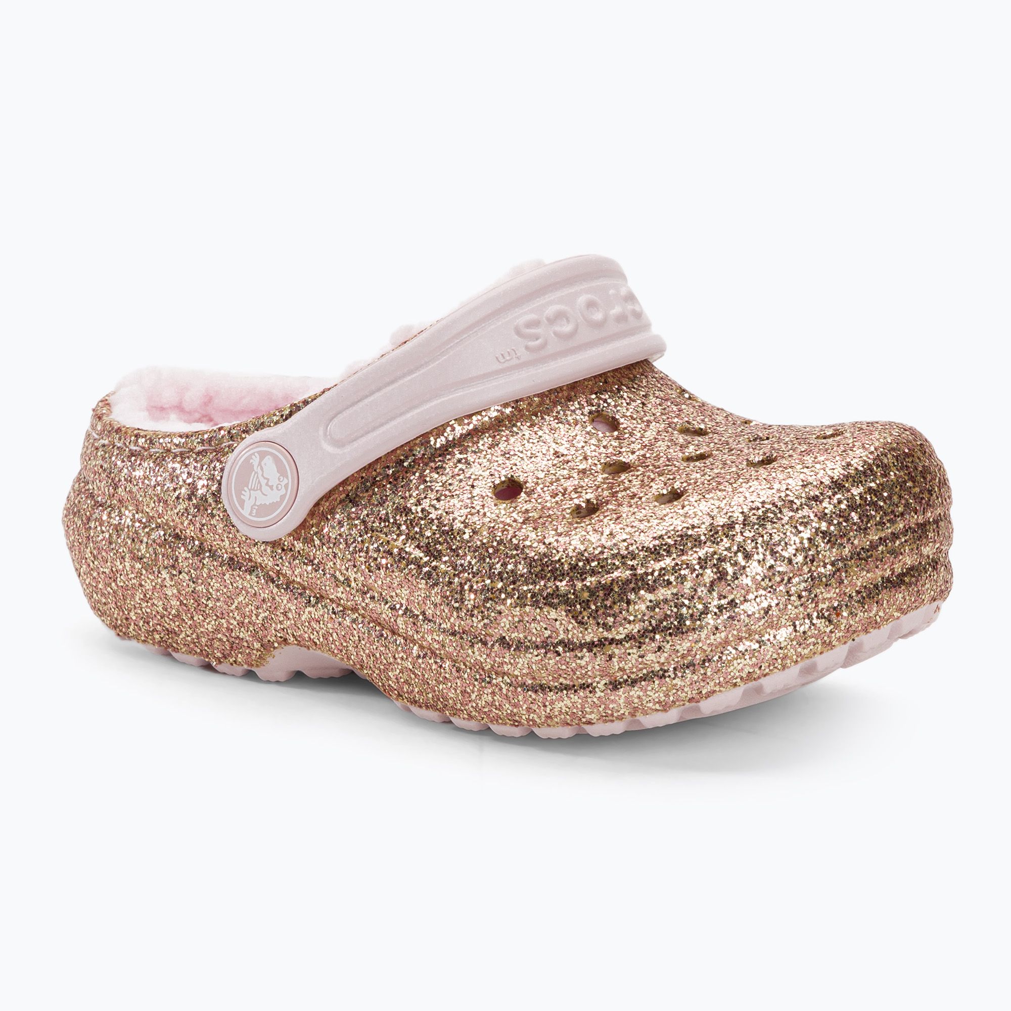 Crocs Classic Lined Glitter Clog auriu/roșu deschis, pentru copii ...