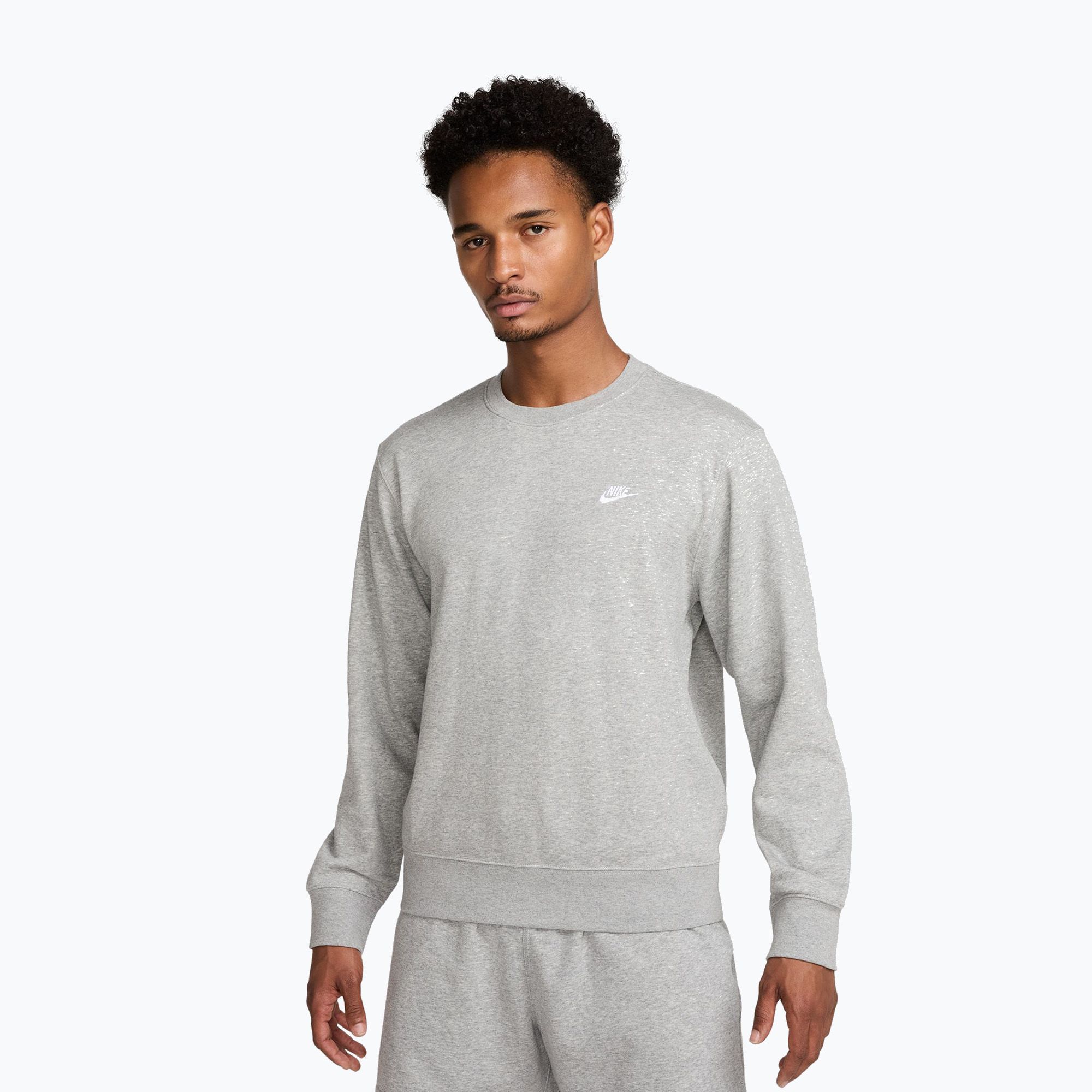 Bluză pentru bărbați Nike Club French Terry Crew dark grey heather ...