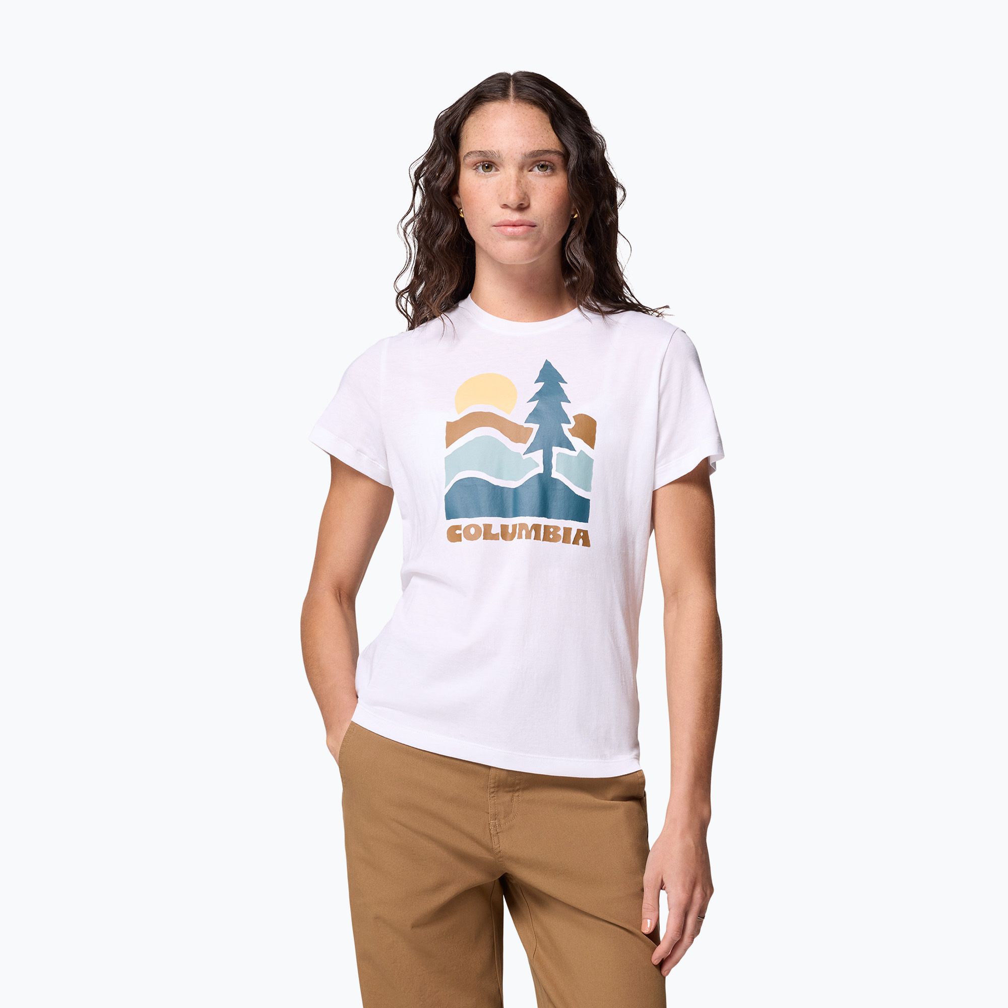 Tricou de trekking pentru femei Columbia Ruby Springs Graphic Fitted ...