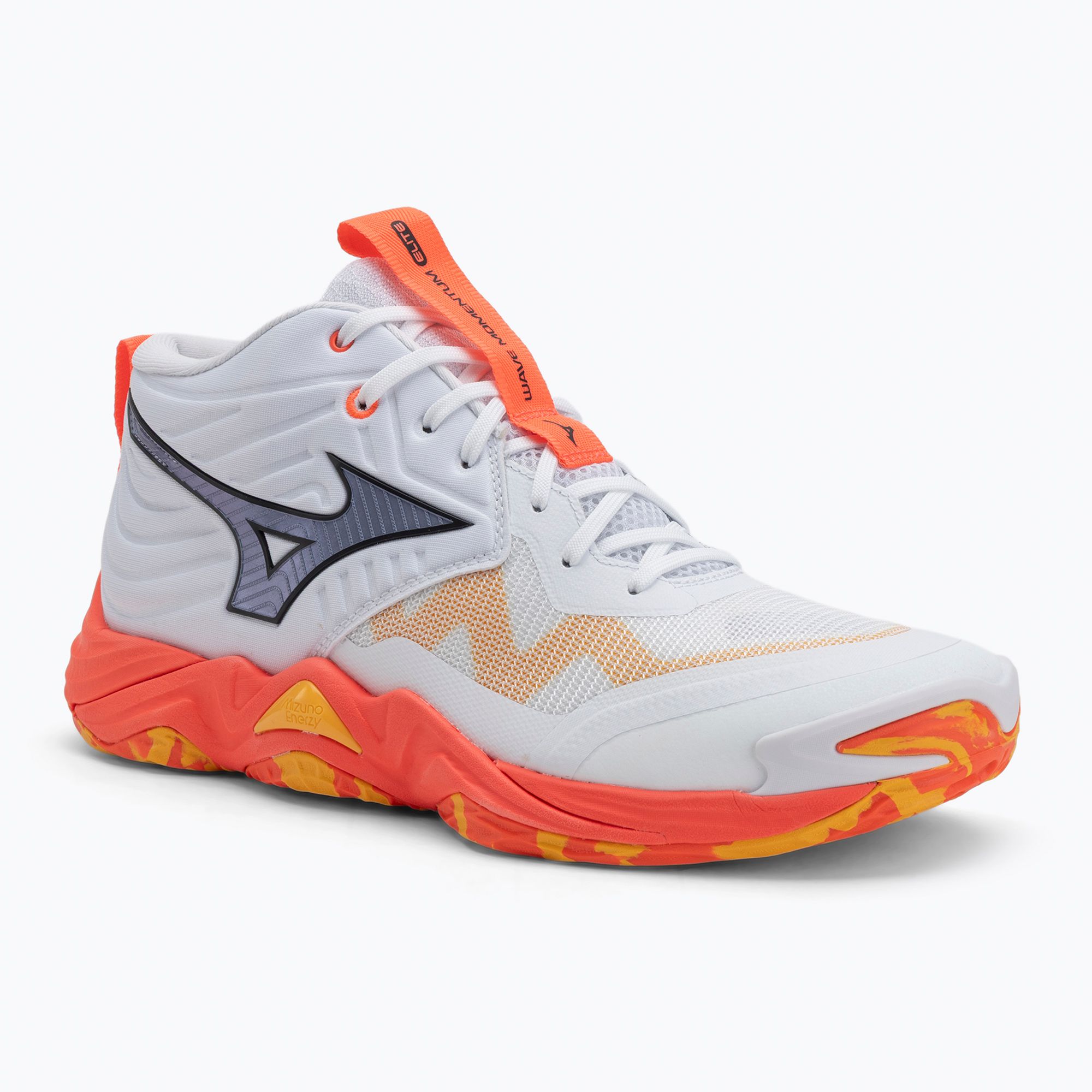 Încălțăminte de volei Mizuno Wave Momentum Elite Mid white/fiery coral ...