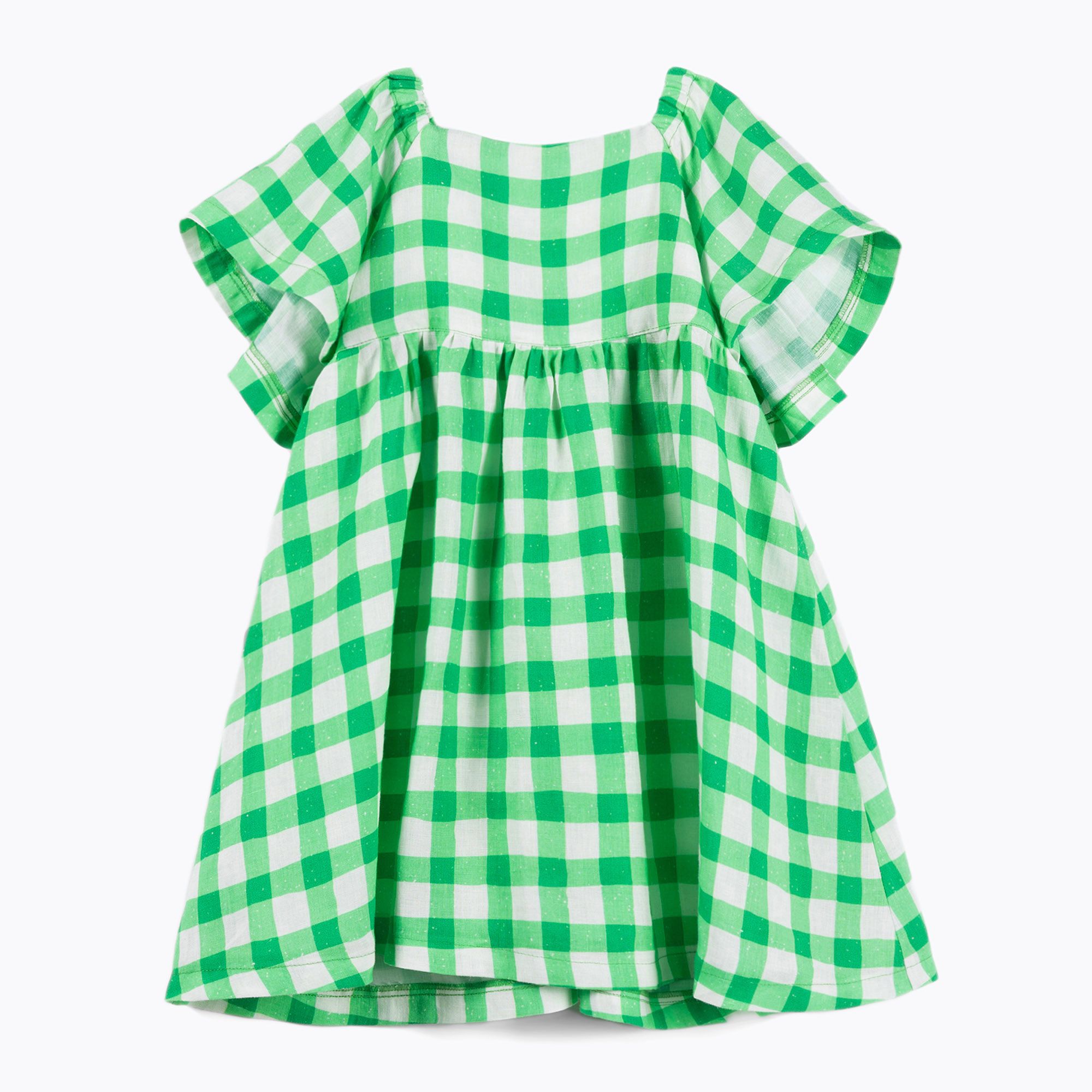 Rochie pentru copii KID STORY Lniana green grid (DRESSLINENGG ...