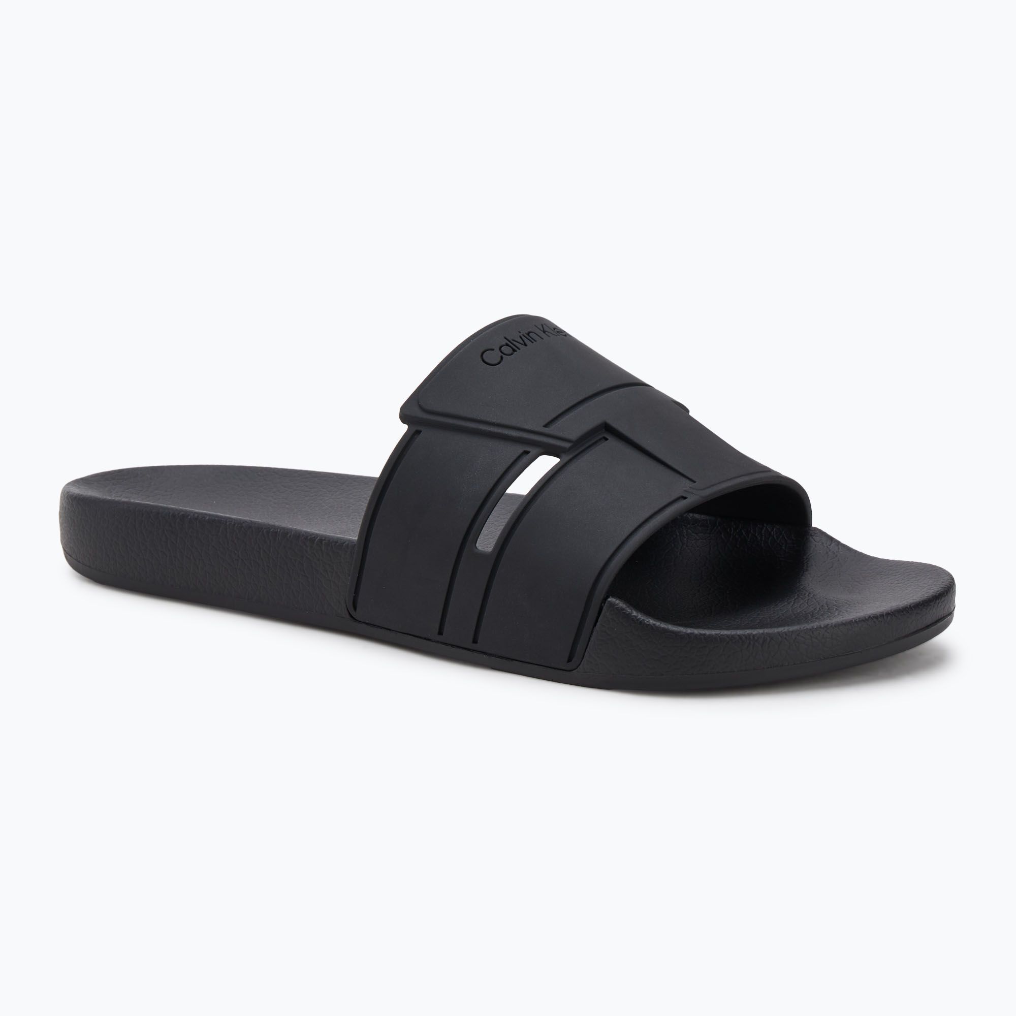 Papuci pentru bărbați Calvin Klein HM0HM01752 Pool Slide Double T black ...